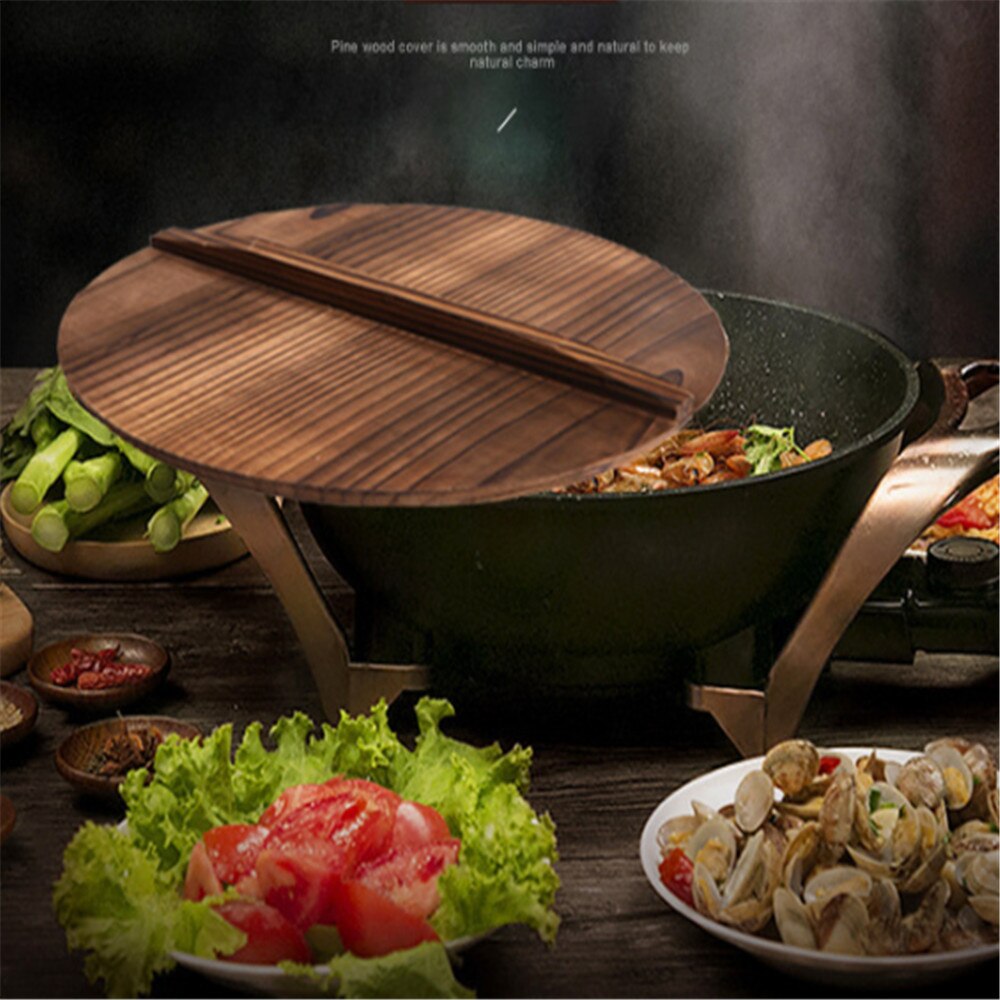 Frying Pan with Lid 33cm Wooden Pot Lid Chinese Fi... – Vicedeal