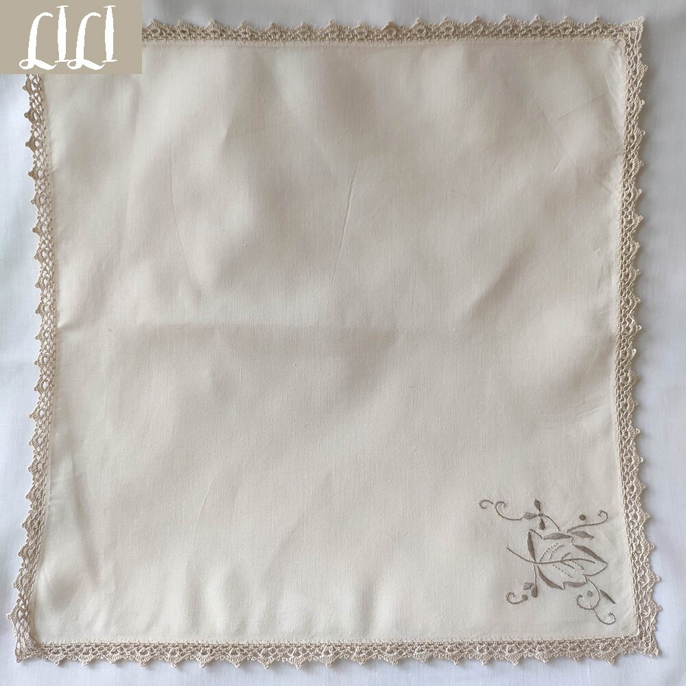 Cotton Hand Crochet Lace hand-embroidered Beige Na... – Grandado