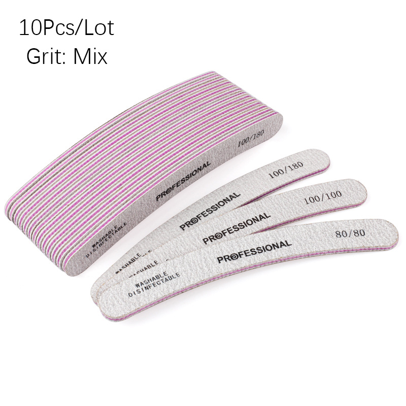 5Pcs/10Pcs Curved Nail Files 80/100/180 Grit Sandp... – Grandado