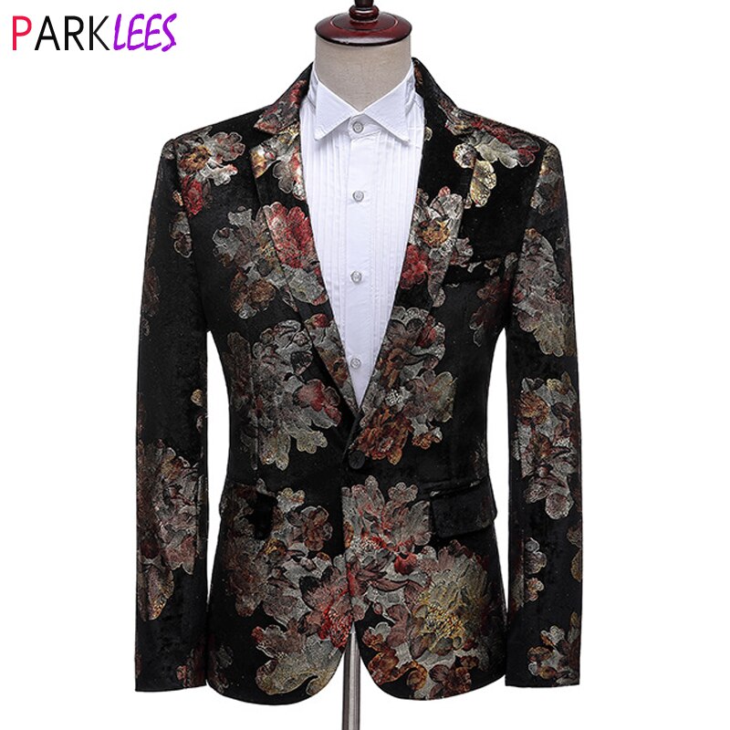 Mannen Luxe Dragon Print Smoking Fluwelen Blazer J... – Vicedeal
