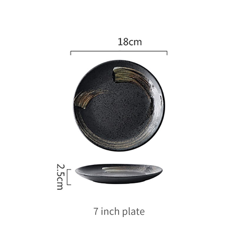 RUX WORKSHOP Black Ceramic Dessert Plate Staple St... – Grandado