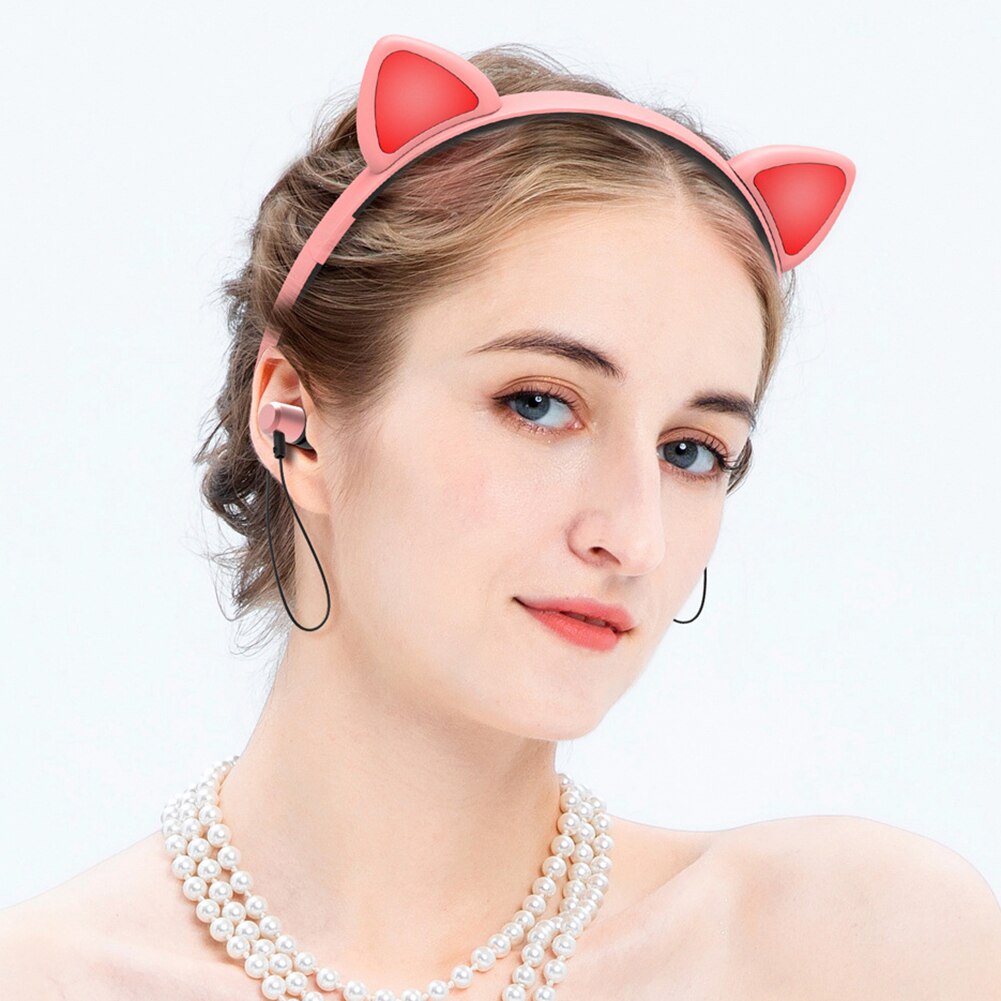 Wireless Magnetic Luminous Cute Cat Ear Shape Head... – Vicedeal