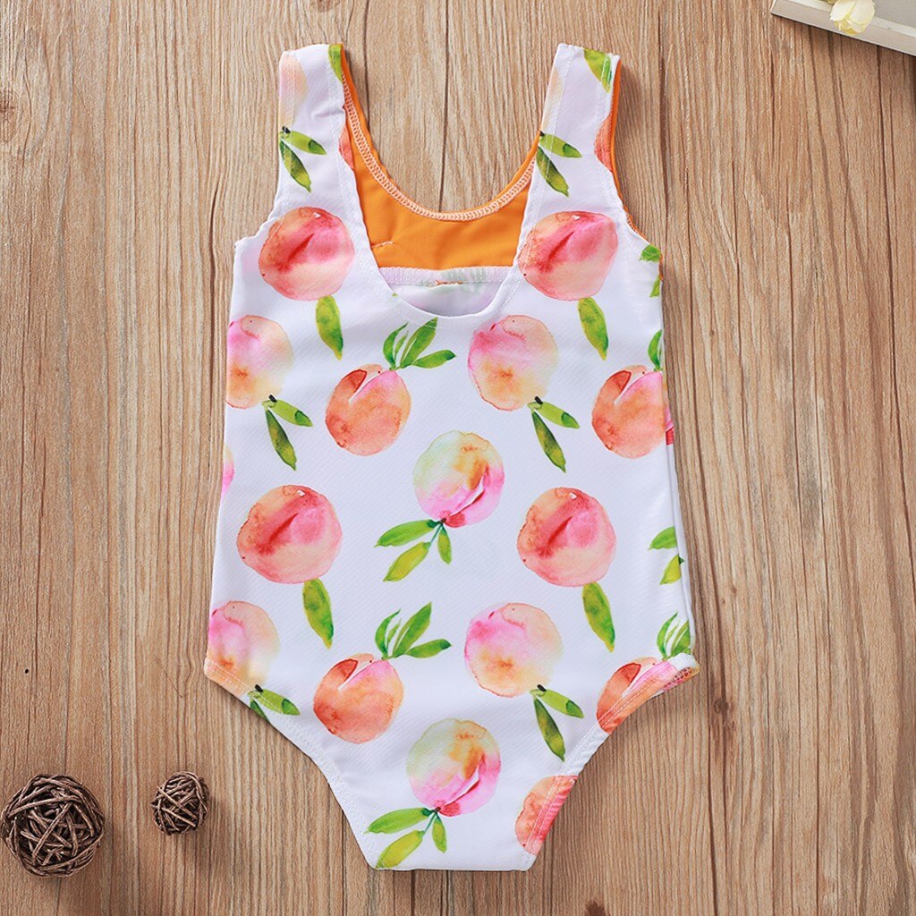 Swimsuit For Girls One-Piece Peach Print Patchwork... – Vicedeal