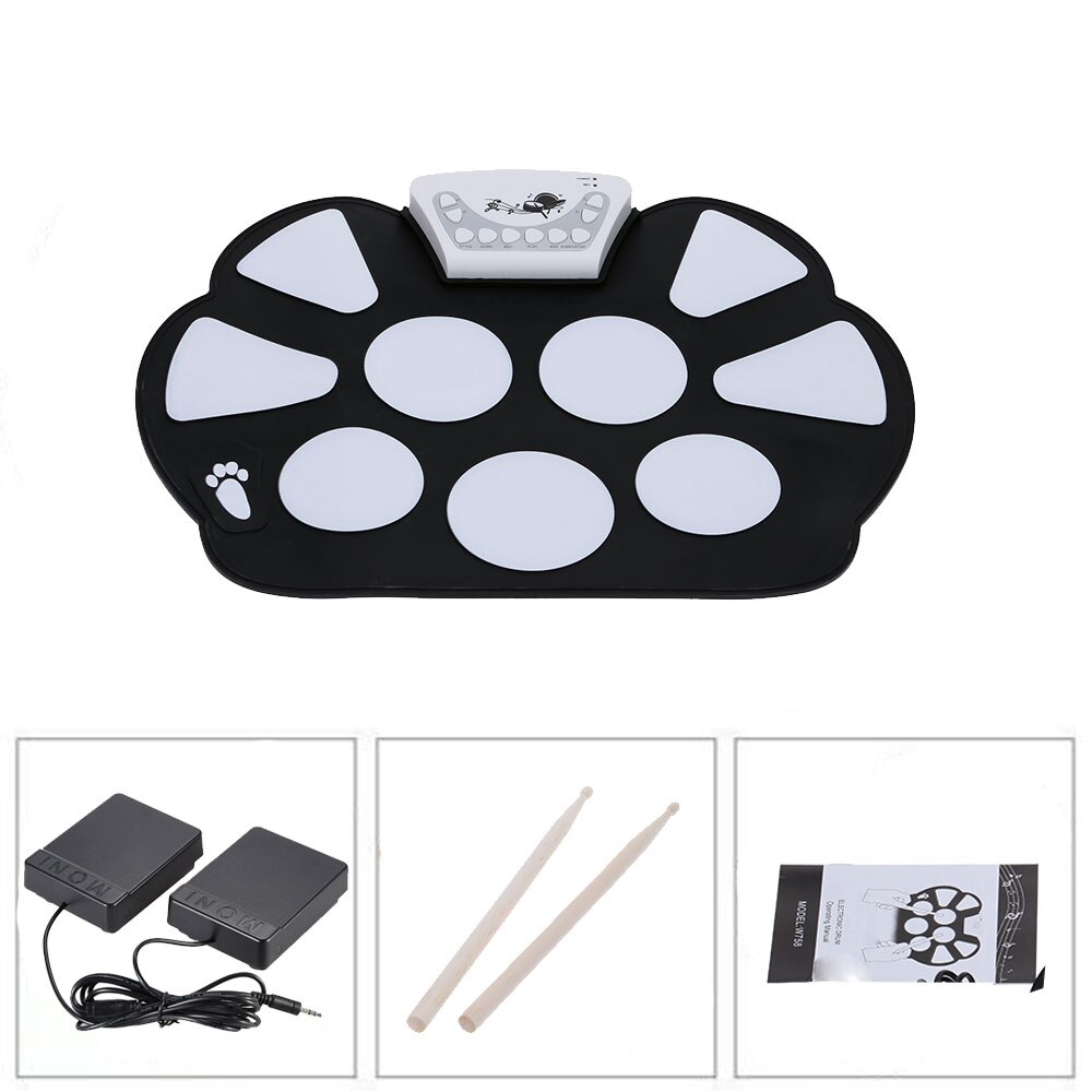 Roll up Drum Pad Kit Silicon Foldable with Stick P... – Grandado