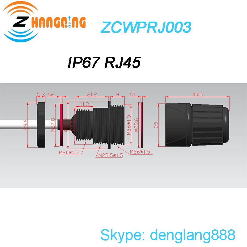 IP67 M25 Ethernet LAN RJ45 Waterproof Connector Tw... – Grandado
