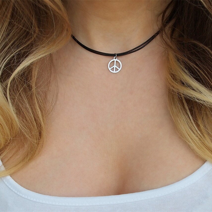 Peace Sign Choker,Peace Sign cord choker Spiritual... – Grandado