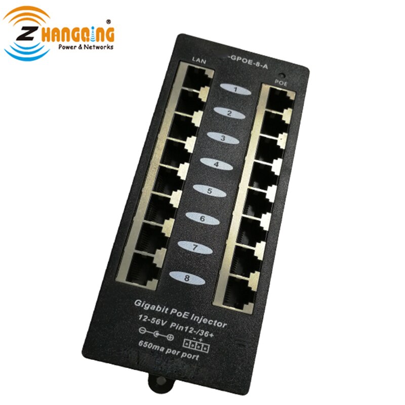 48V Multi Port Gigabit PoE Injector with 8 Ports P... – Grandado