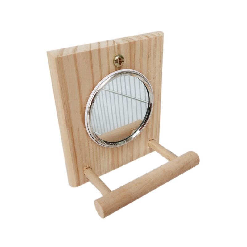 Parrots Mirror with Wooden Frame for Cage Budgie C... – Grandado