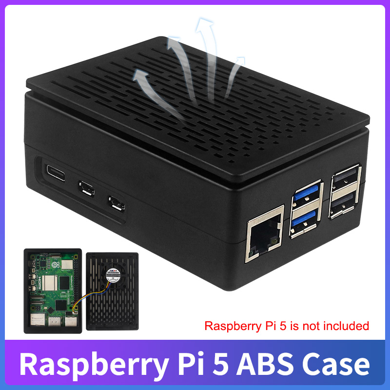 Raspberry Pi 5 Abs Case Zwart Zilver Plastic Shell... – Vicedeal