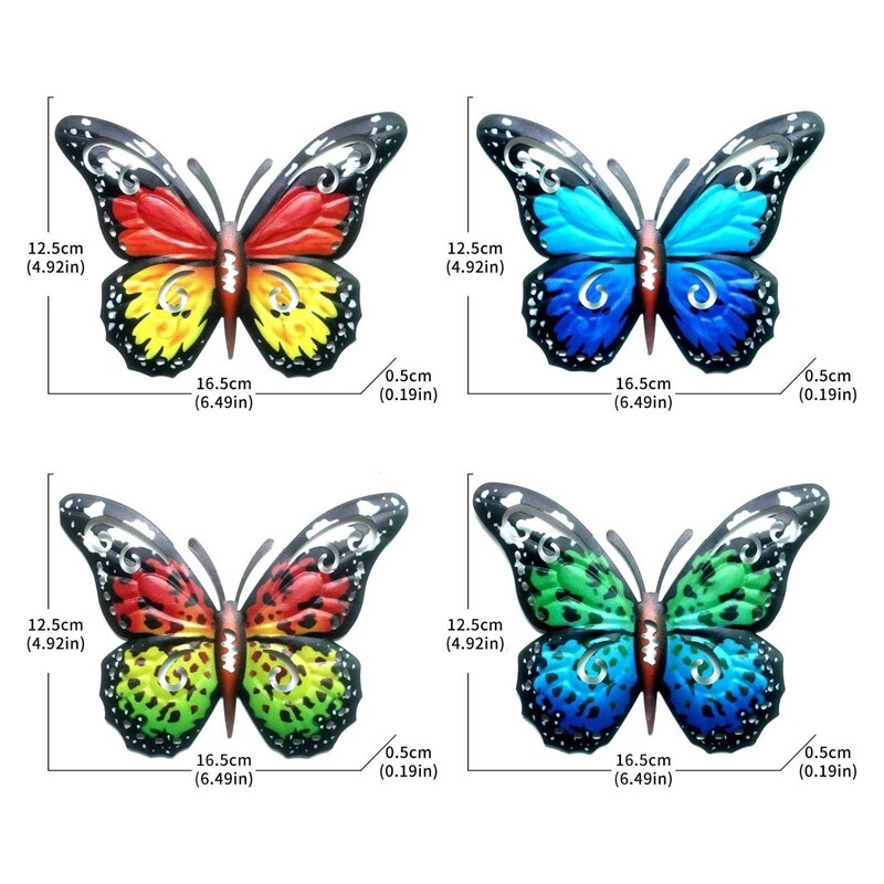 4 Pieces 3D Metal Butterfly Wall Art Decoration Or... – Grandado