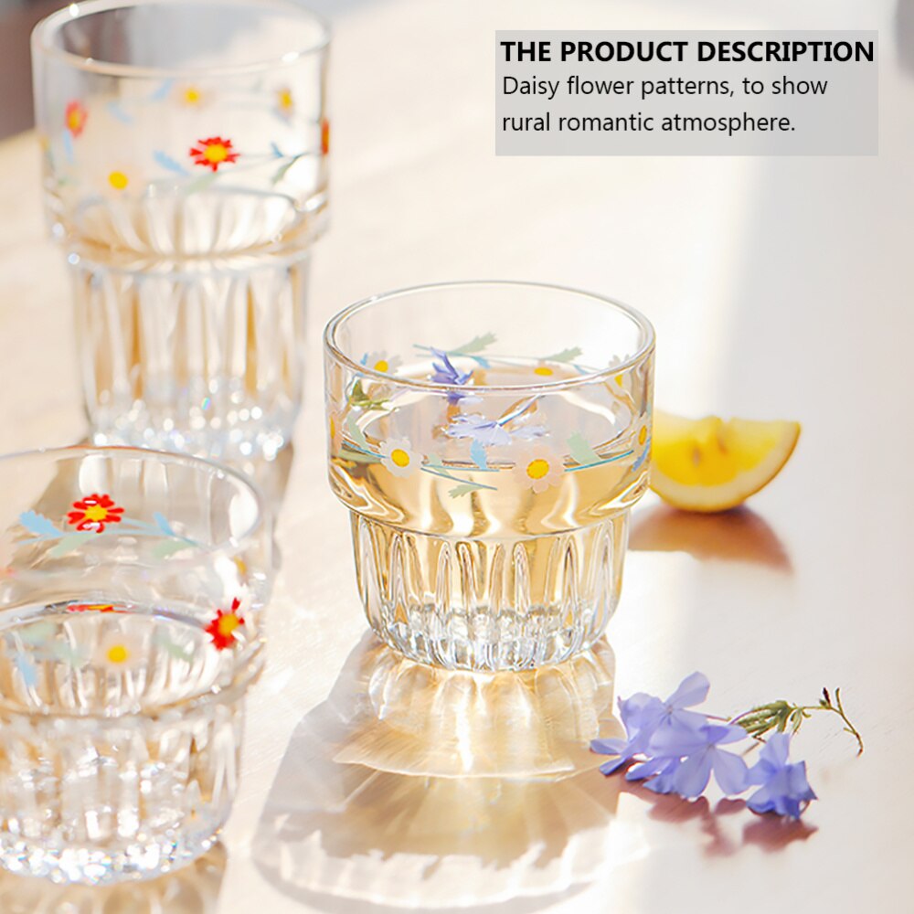 4PCS Iced Cup Exquisite Storage Cup Daisy Glass Cu... – Vicedeal