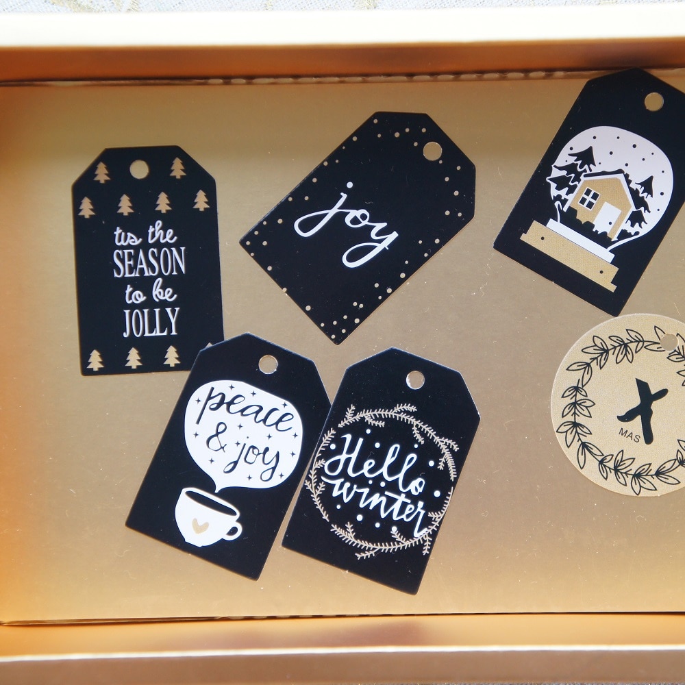 11 style mix Christmas tag 50 pcs gold black class... – Grandado