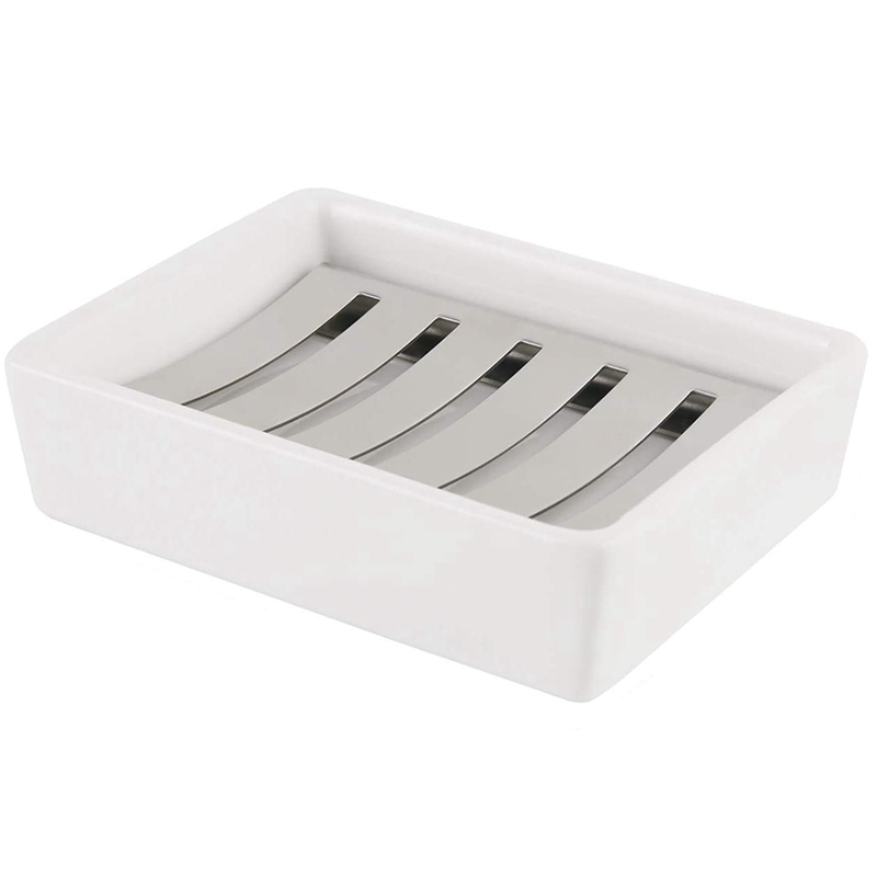 Ceramic Soap Dish Stainless Steel Soap Holder, Cer... – Grandado