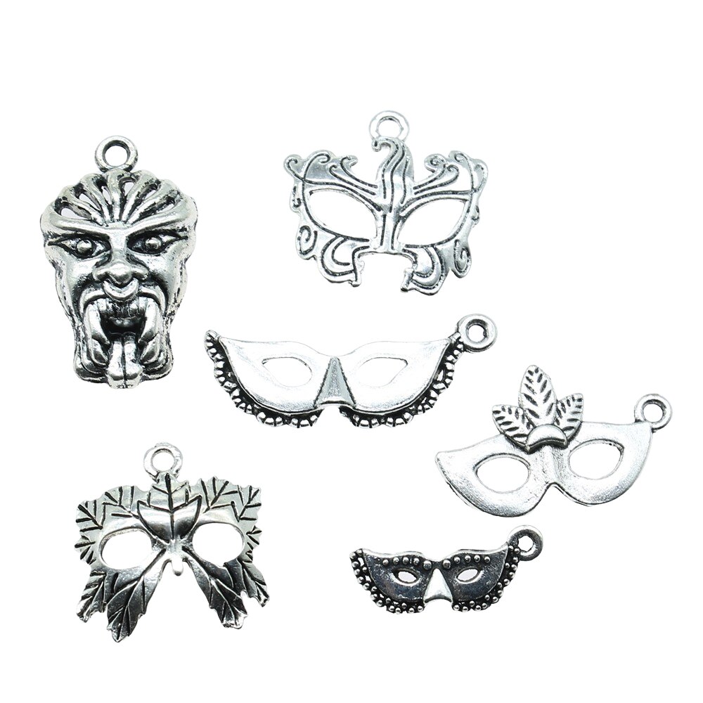 20 st mask hänge berlocker antik silverfärg mask b... – Grandado