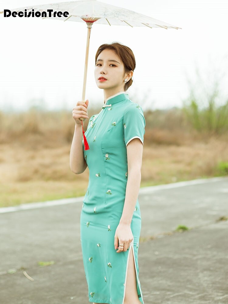 cheongsam ao dai vietnam style lady dress retro ma... – Vicedeal