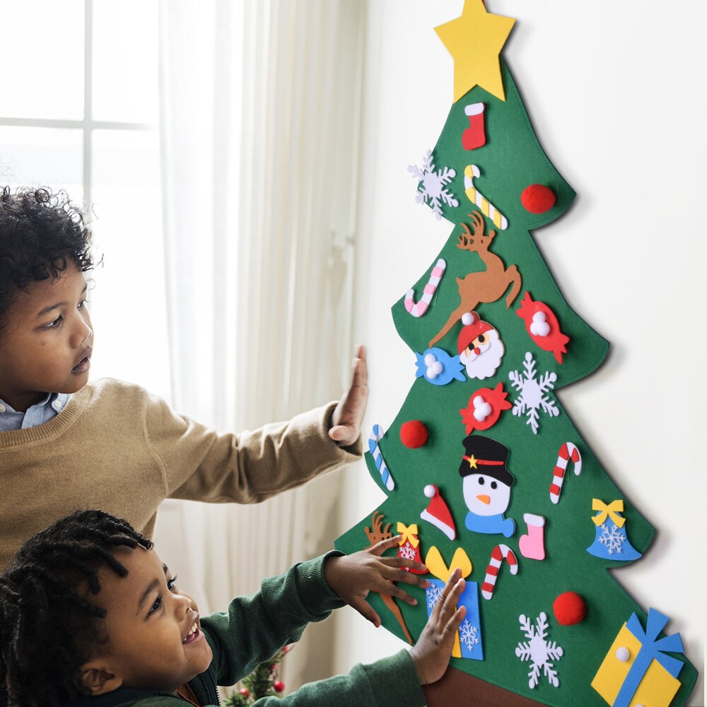 Felt Christmas Tree Set with Ornaments Diy Hanging... – Grandado