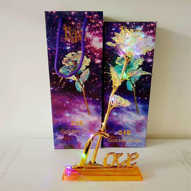 24K Folie Überzogen Rose Gold Rose Valentinstag Kr... – Grandado