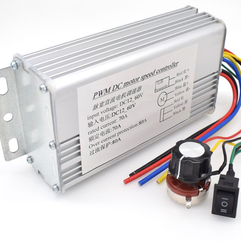 DC10-60V 70A 4000W PWM DC Motor Speed Controller 12V 24V 36V 48V Brush Motor Regulator with ...