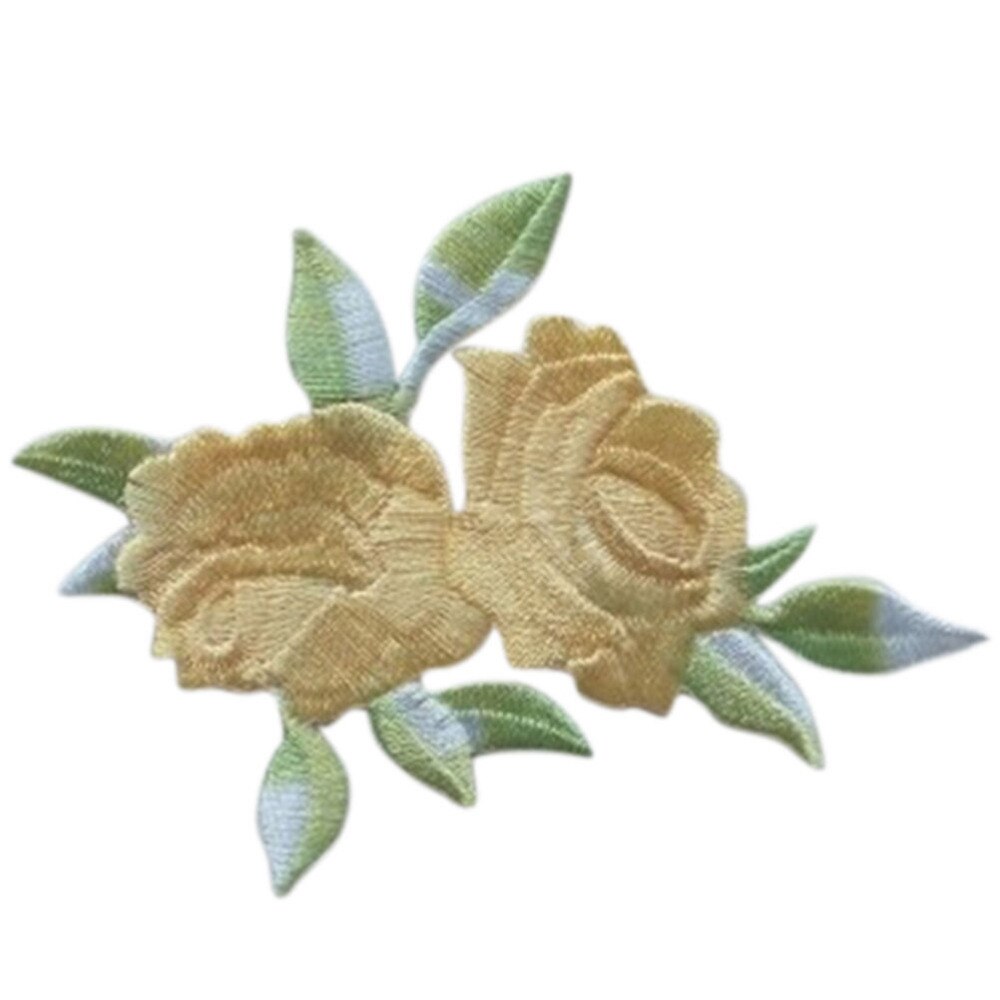 Double Head Rose Flower Leaves Embroidery Iron On ... – Grandado