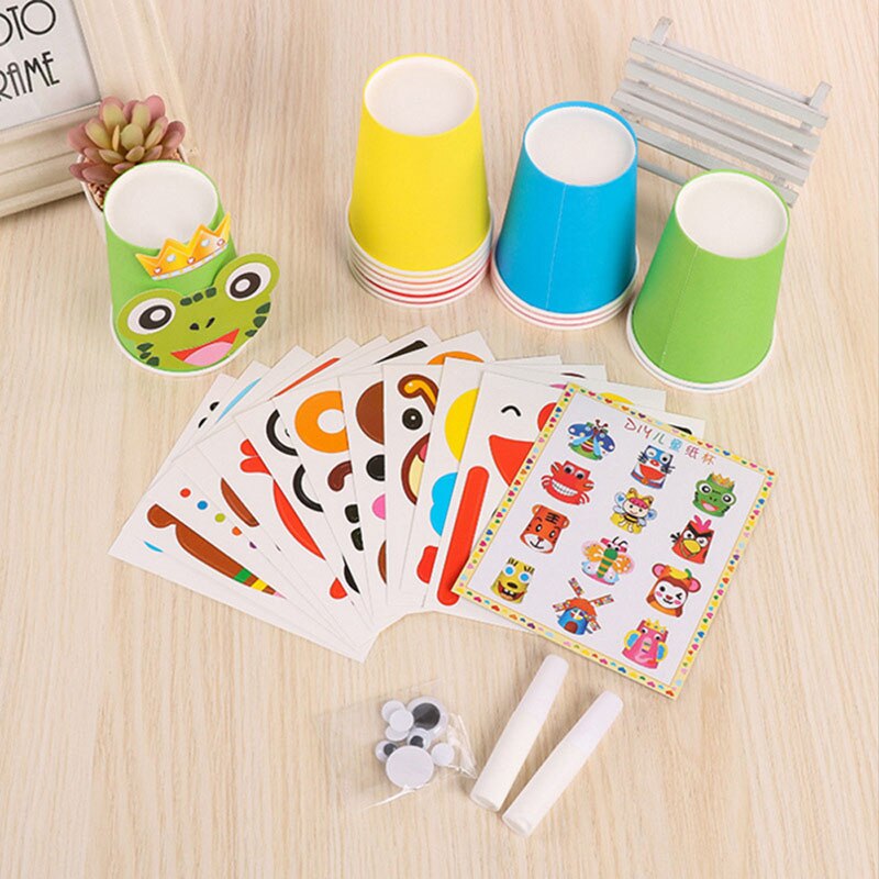 12pcs Children 3D DIY handmade paper cups sticker ... – Vicedeal