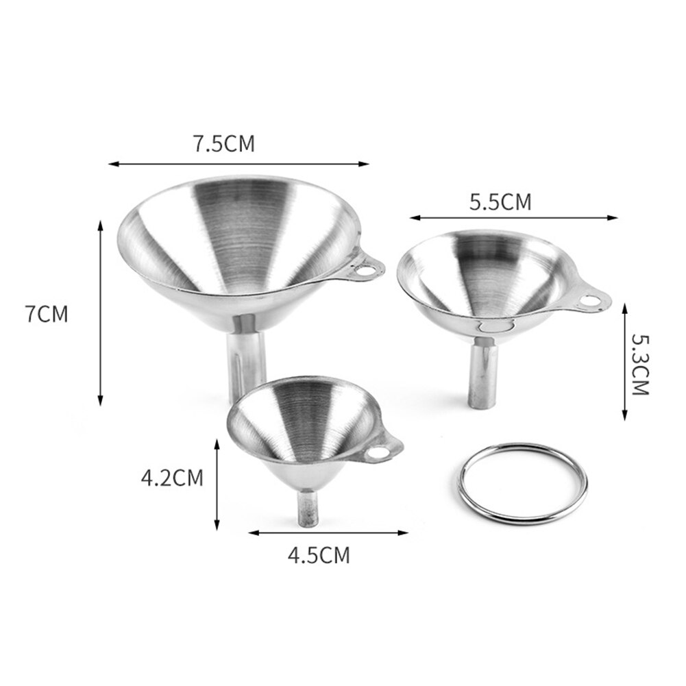 3Pcs Handig Rvs Trechter Filter Olie Vloeistof Tre... – Grandado