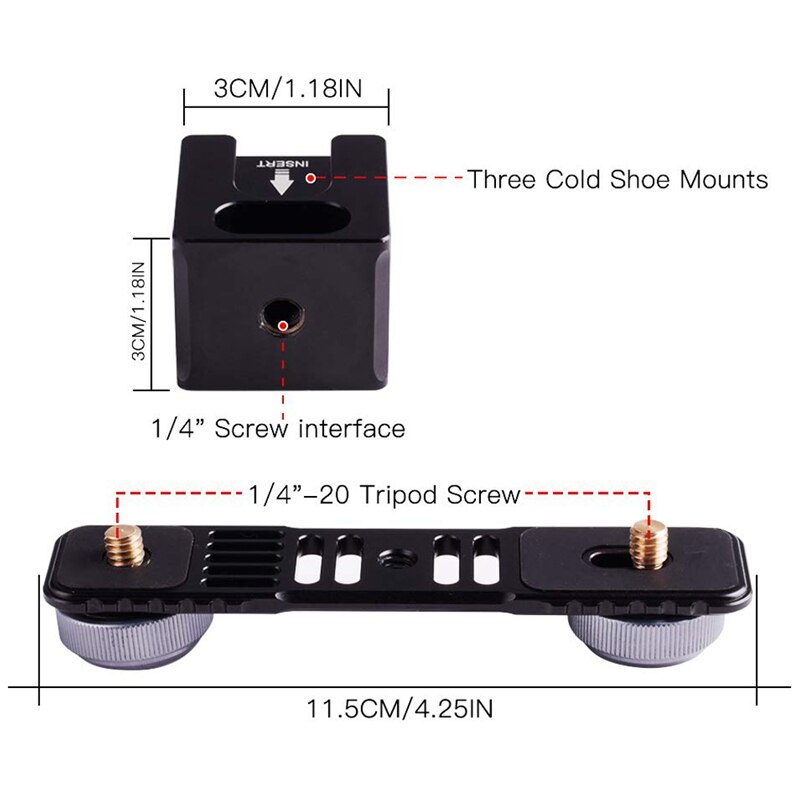 Quadruple Cold Shoe Stabilizer Mounts - Aluminium ... – Grandado