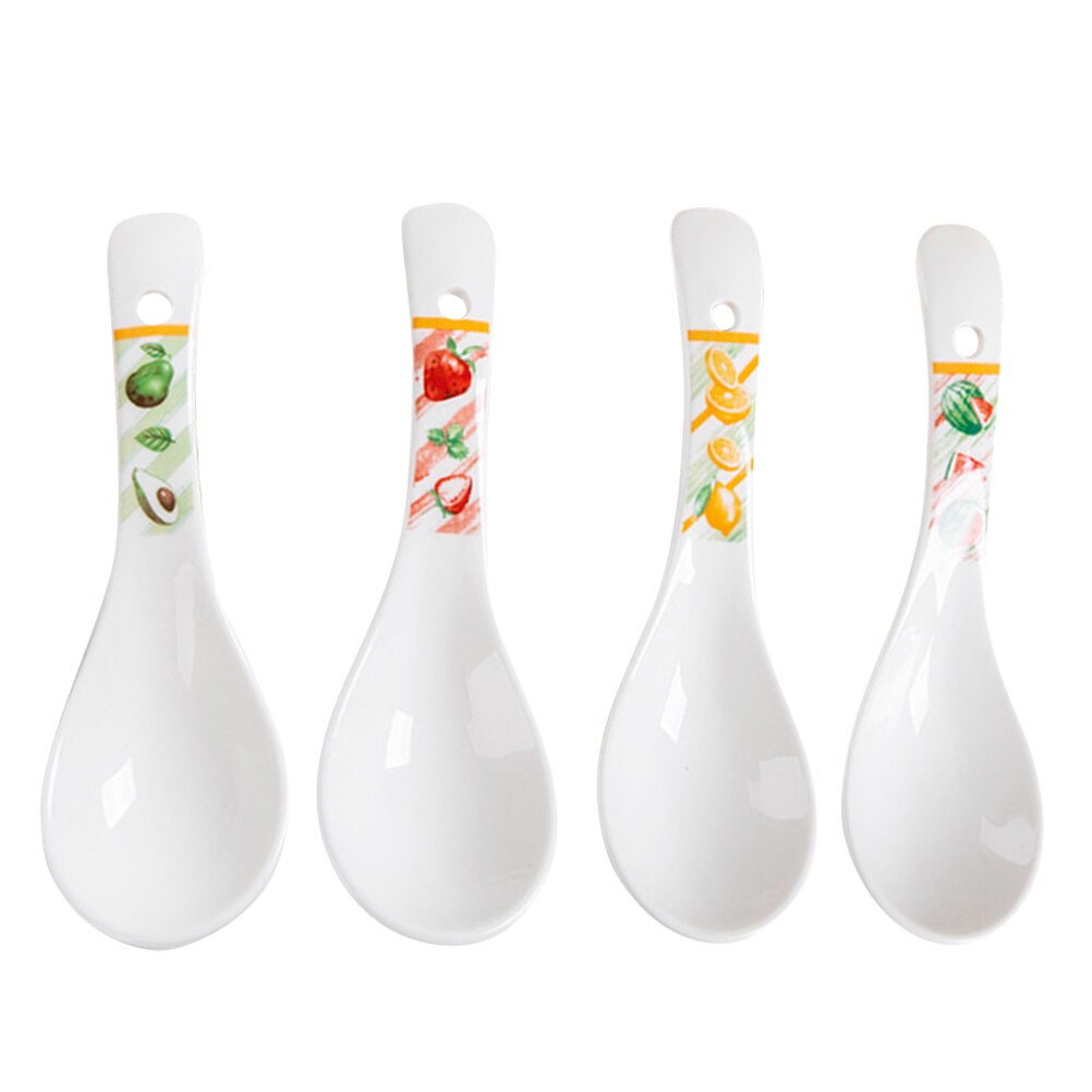 4 Pcs Ceramic Porridge Spoon Multi-purpose Spoons ... – Vicedeal