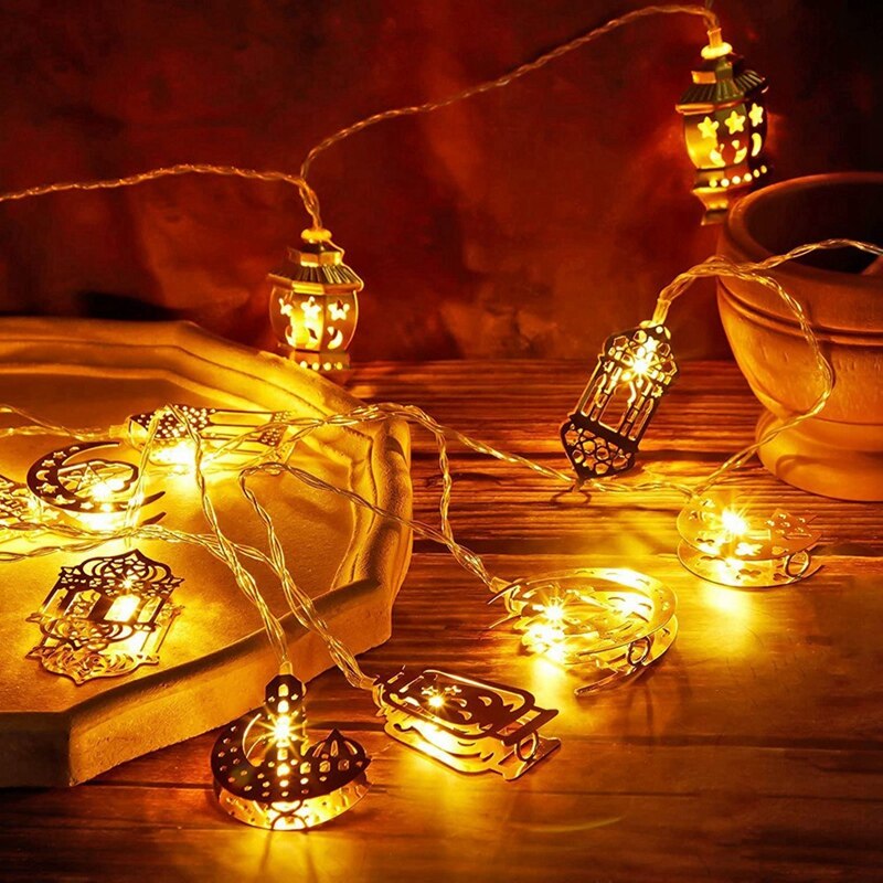 10 LED Gold Ramadan Decorations Eid Decor Star Moo... – Grandado