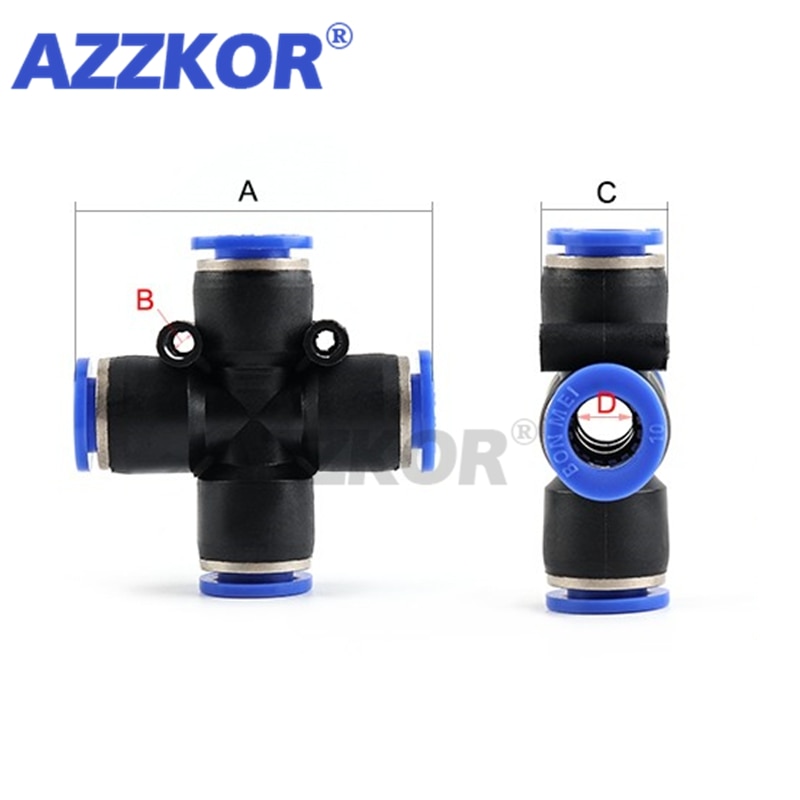 PZA Cross Type Four-way Quick Fittings Push in Pne... – Grandado
