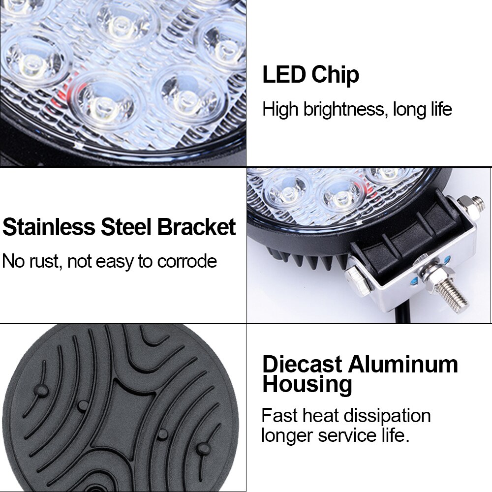 4 Inch Offroad LED Light Round LED Work Light Wate... – Grandado
