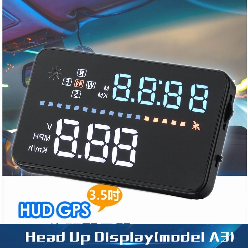 HUD Head Up Display A3 3.5 inch GPS HUD KM/h MPH O... – Grandado