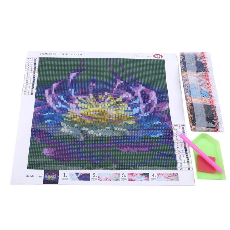 Lilla lysende blomst full drill firkantet diamant ... – Vicedeal