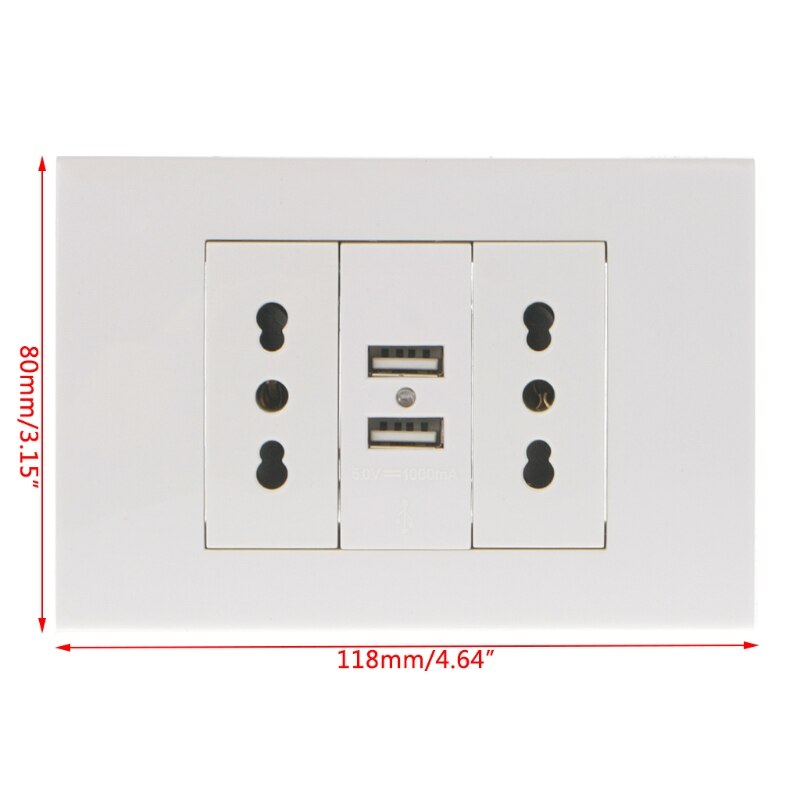 16A WallDouble Italian/Chile Plug Power Socket Ada... – Grandado