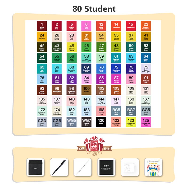 30/40/60/80Pcs Colors Marker Set Pen Alcohol Based... – Grandado