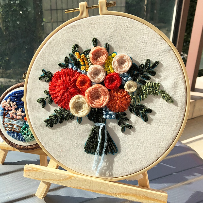 Beautiful Flowers Embroidery Materials Package DIY... – Grandado