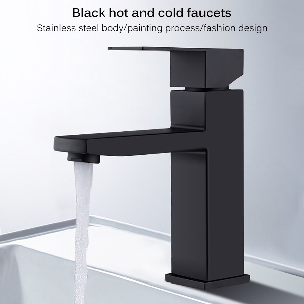 Basin Faucet Black Square Bathroom Sink Faucet Tap... – Grandado