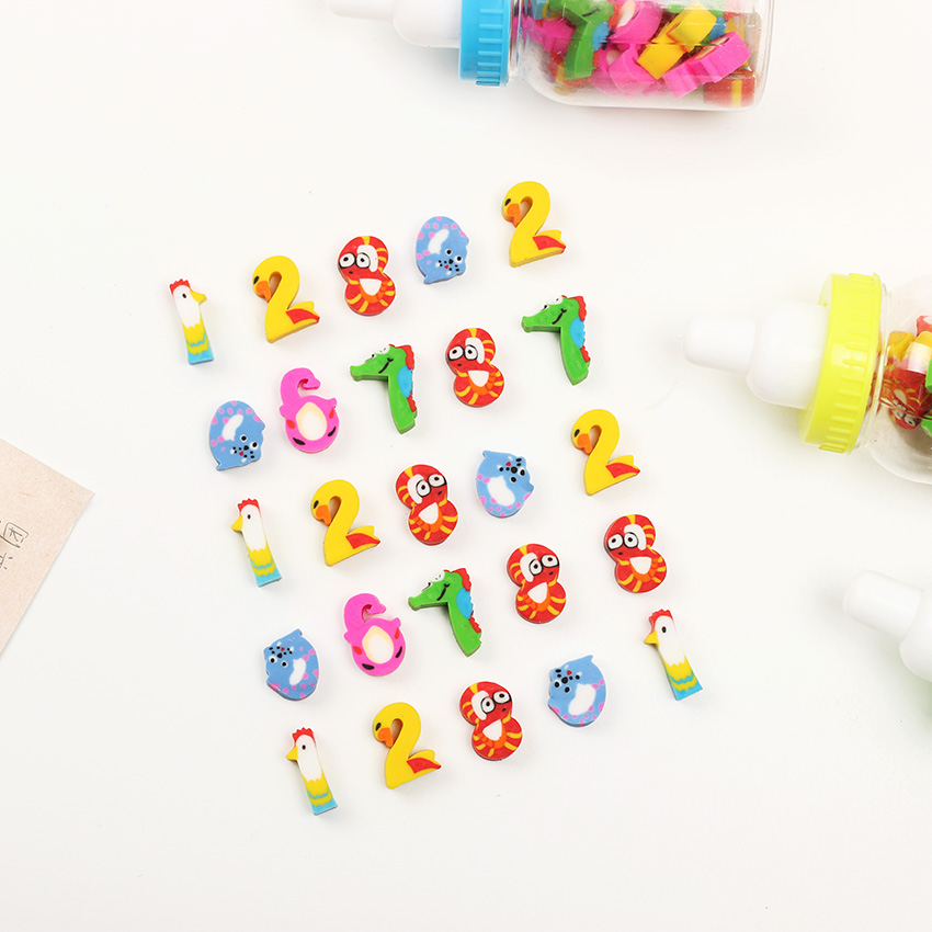 A Bottles 20PCS/lot Mini Kawaii Cartoon Erasers Di... – Grandado
