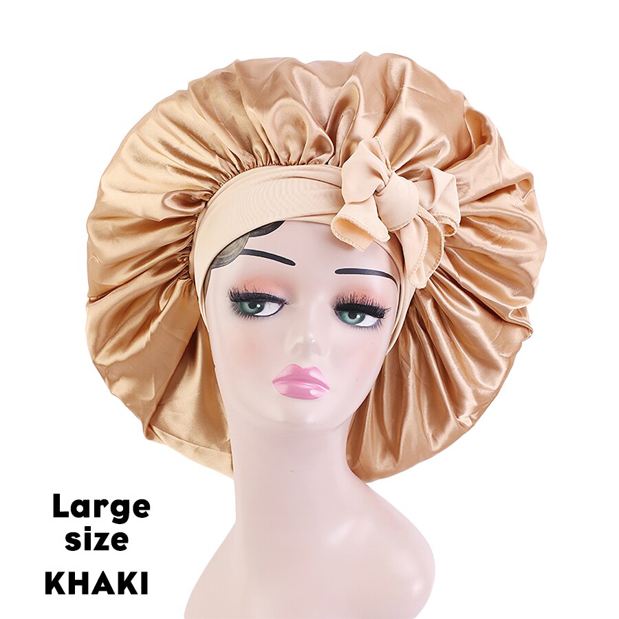 Satin Bonnet Silk Bonnet With Elastic Tie Band Lar... – Grandado