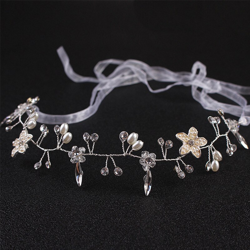 Sweet Princess Headbands Long Ribbon Crystal Flowe... – Grandado