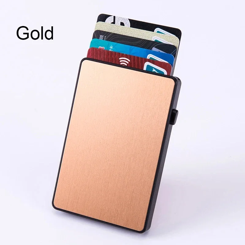 Gold Thin Pop Up ID RFID Card Holder For Man Slim ... – Grandado