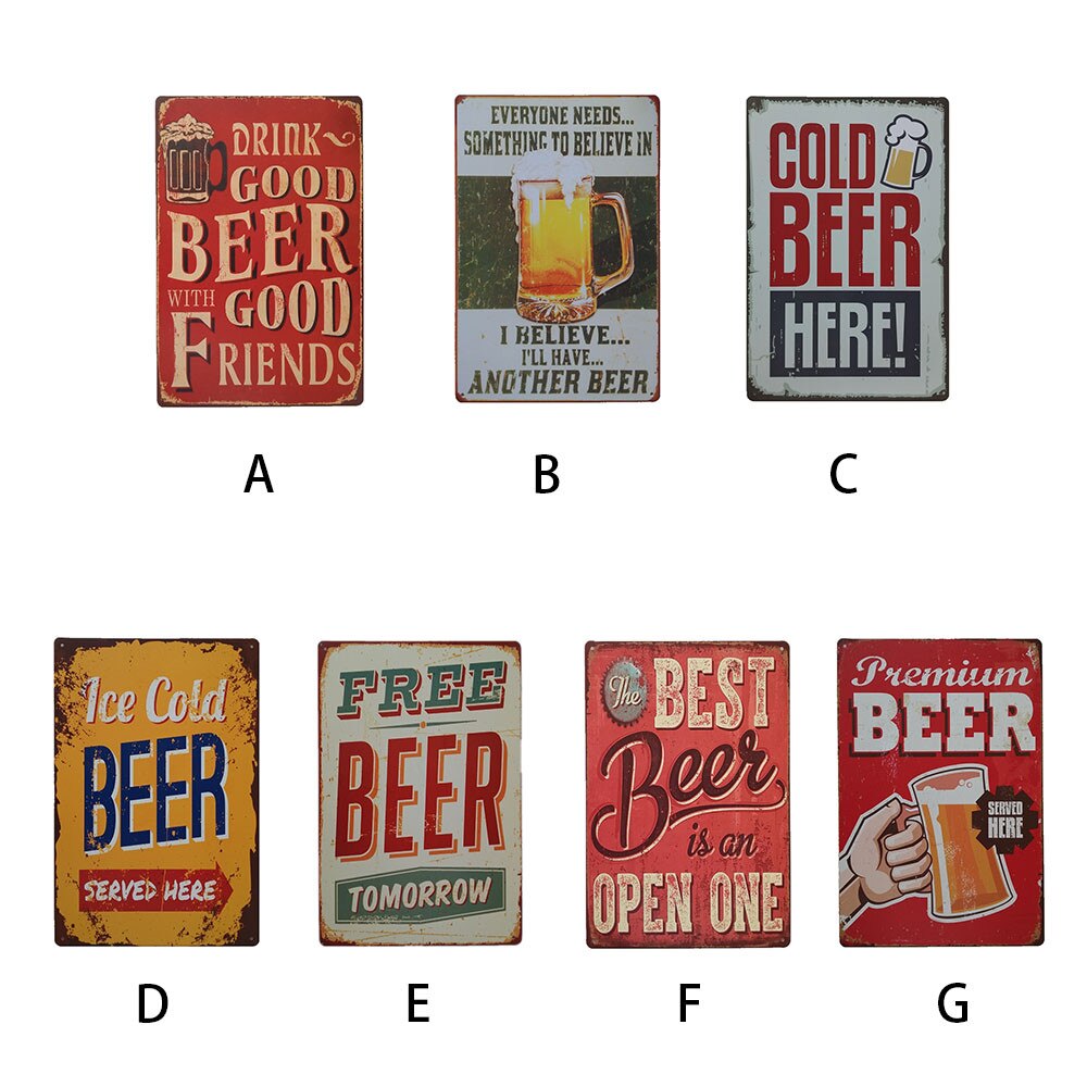 Vintage Metal Painting Beer Iron Sheet Picture Bar... – Grandado