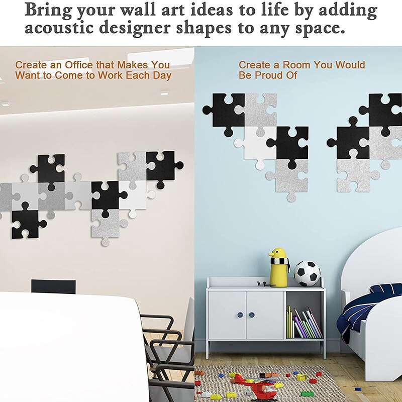 6 Pcs Decorative Puzzle Block Wall Plaque Acoustic... – Grandado