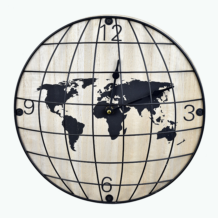 Retro Wall Clock, Vintage World Map Travel Silent ... – Vicedeal