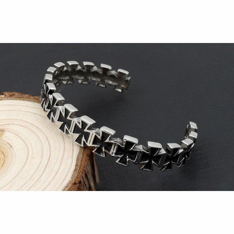 Cross Cuff Bangle 316L Stainless Steel Knight Temp... – Vicedeal