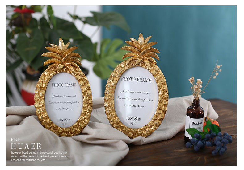 Nordic Golden Pineapple Resin Photo Frame Set 3 In... – Grandado