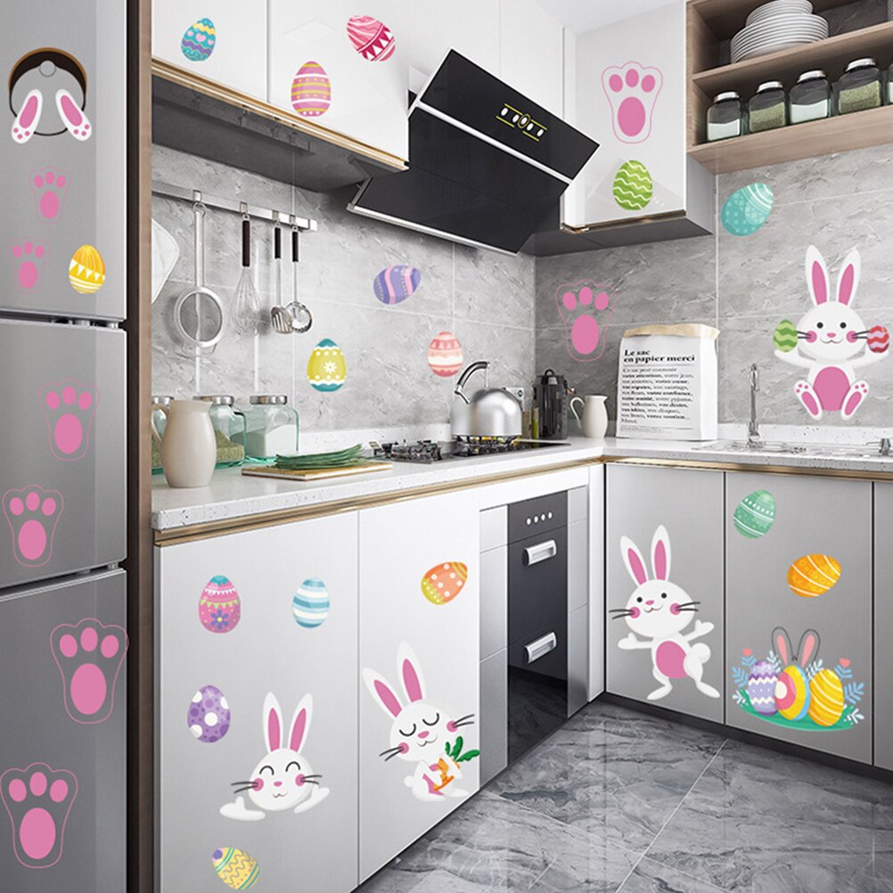 8 Sheets Easter Bunny Paw Stickers Egg Bunny Face ... – Grandado