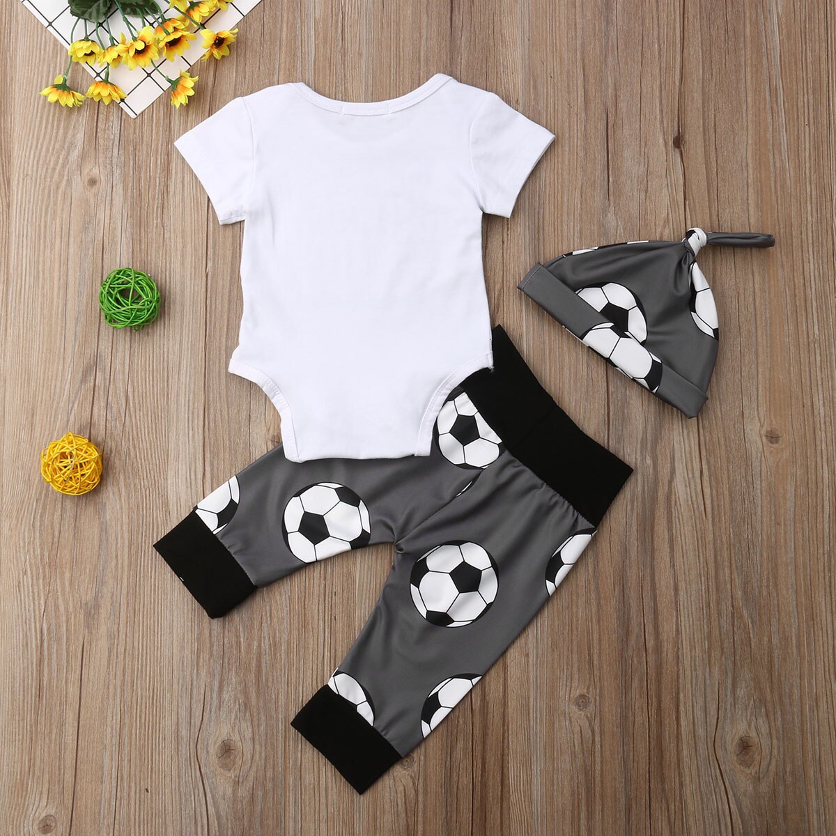 3Pcs Pasgeboren Baby Boy Top T-shirt Voetbal Lange... – Grandado