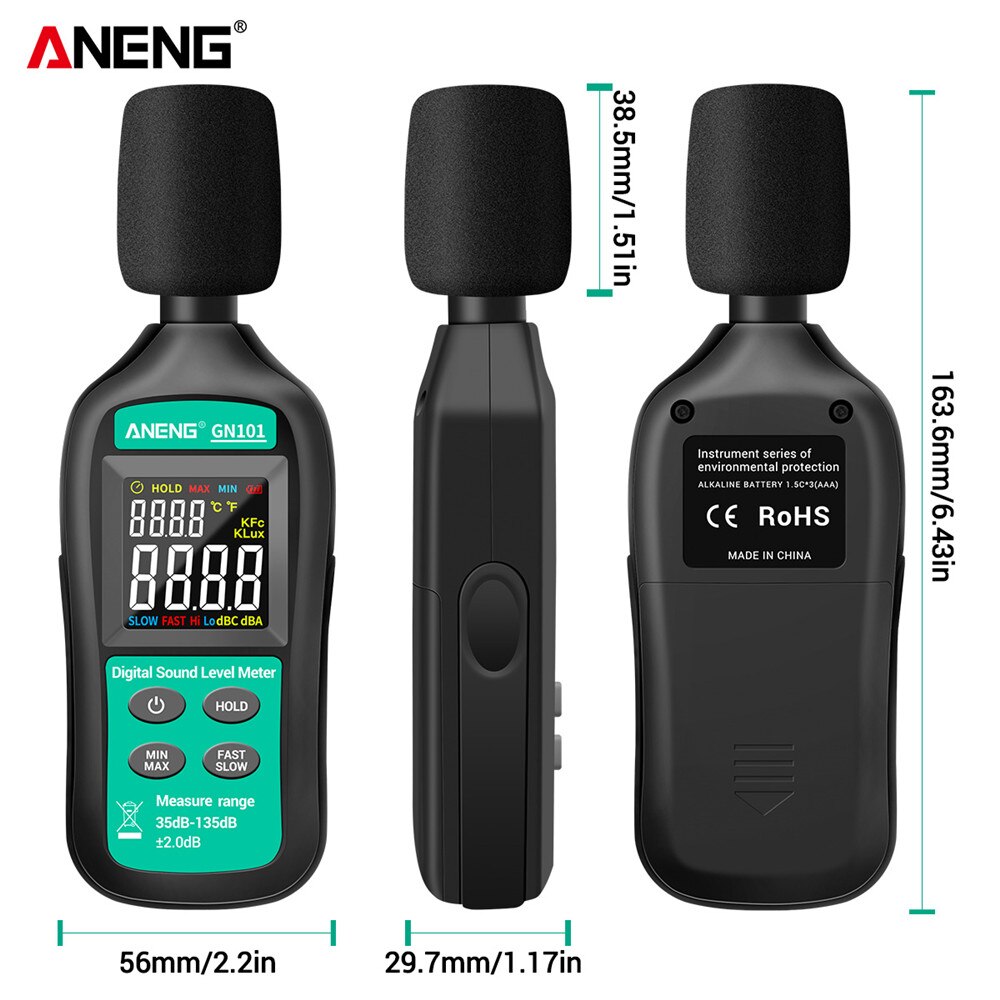 ANENG GN101 Digital Noise Meter Measurement 35-135... – Grandado