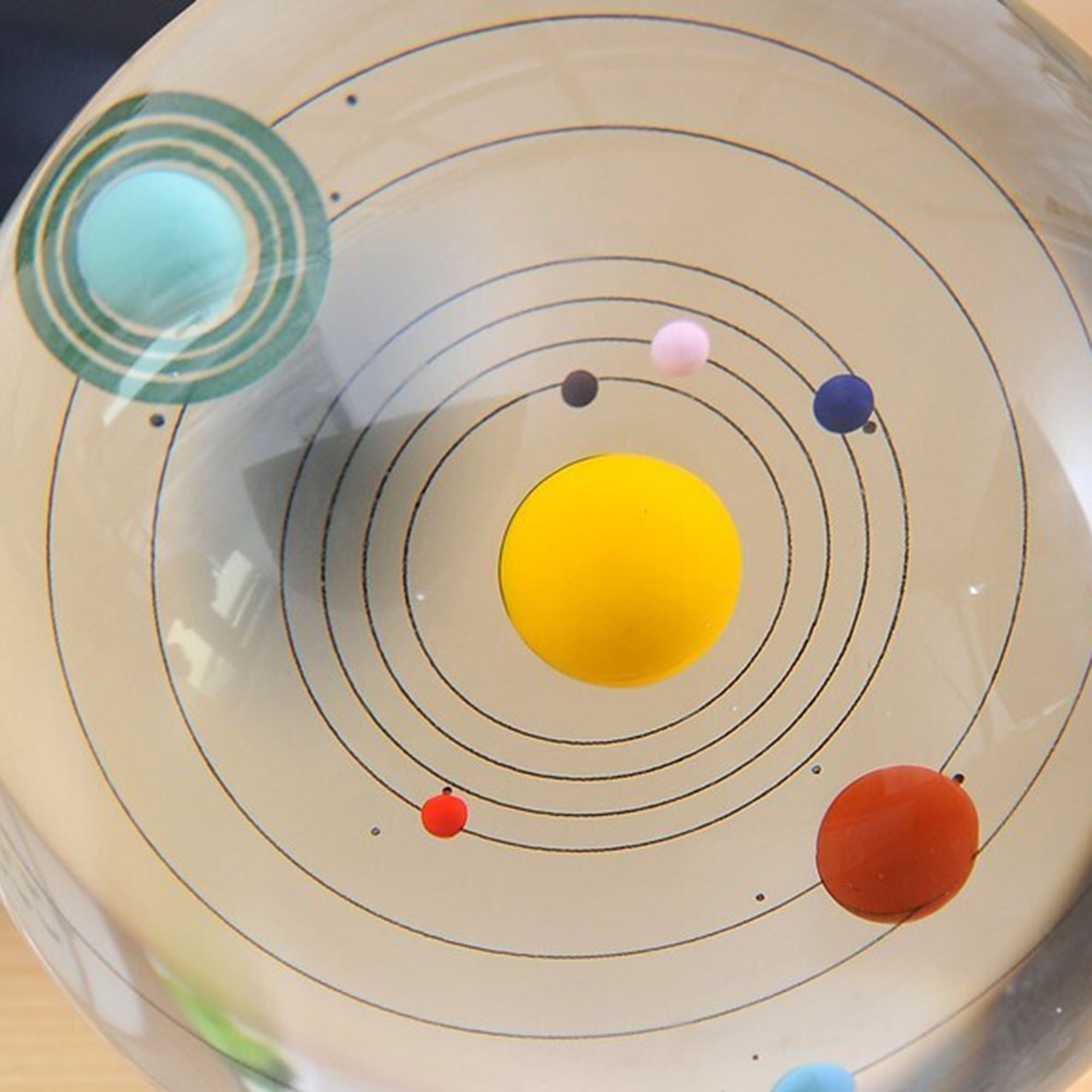 80mm 3D Crystal Ball with Solar System with LED Li... – Grandado