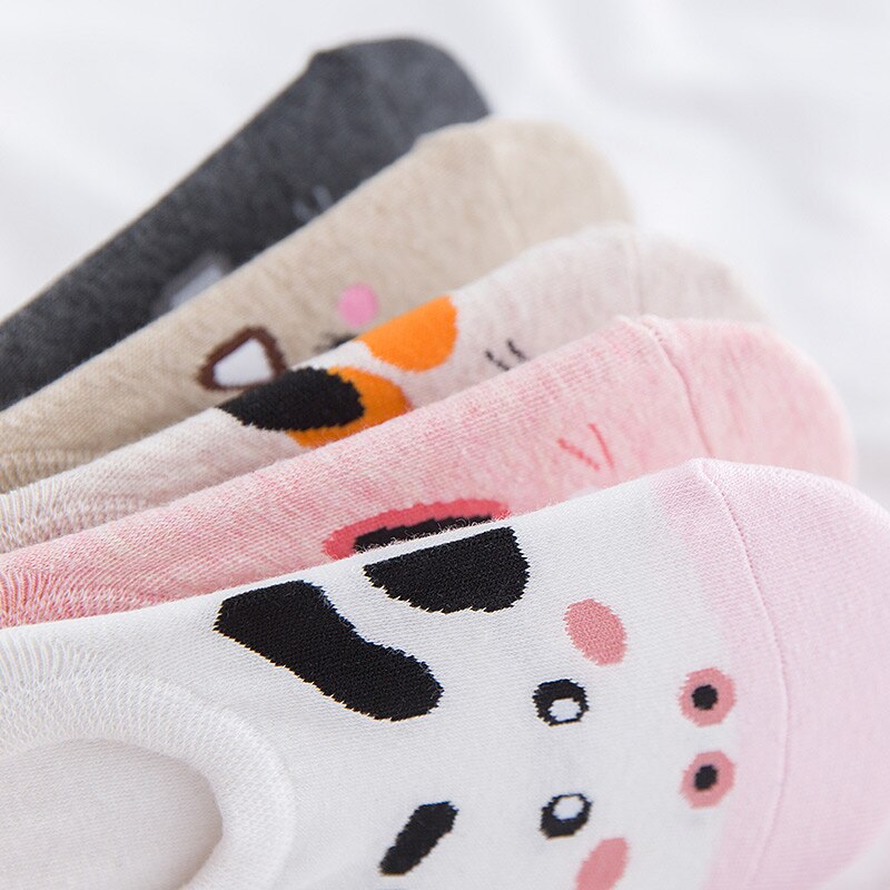5pairs Women Socks Set Cartoon Koren Cotton Invisi... – Grandado